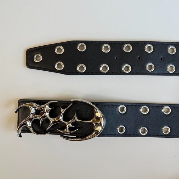 Accessories | Y2k 200s Chrome Futuristic Cross Emblem Black And Silver ...